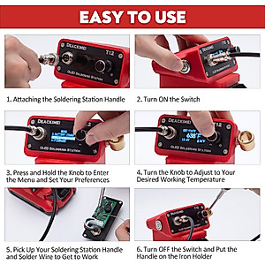 Deackimei Cordless Soldering Iron Station for Craftsman V20 Battery with Digital Display, Adjustable Temperature Knob, Lead-Free Solder, °C/ºF Conversion, Auto Sleep & Calibration Support (Tool Only)