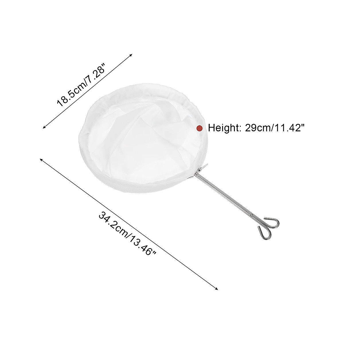 uxcell 1 Pcs Cloth Coffee Filter Bags, Coffee Sock Filter, Reusable Coffee Strainer with Double Hook Steel Ring Handle, Medium, White