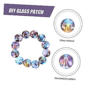 EXCEART Glass Ornaments 360 Pcs Constellation Gem Patch Ear Peircing Kit Necklace Set Round Beads DIY Gemstone Patches Bisuteria Materiales Glass Glass Round Constellation 3D Earrings