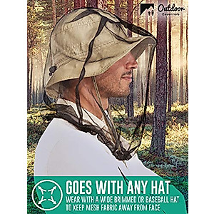 Bug Head Net Mesh - Bug Face Netting for Hats - Insect Net Mask Cover from Gnats, No-See-Ums & Midges with Extra Fine Fly Screen Holes - Outdoor Protection for Men & Women