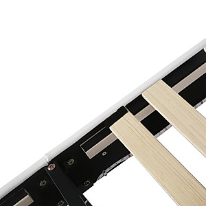 CITYLIGHT Queen Size Upholstered Princess Bed with Crown Headboard, Wood Cute Kids Bed Frame Queen with LED Lights and Metal Legs for Girls, No Box Spring Required (Queen,White)