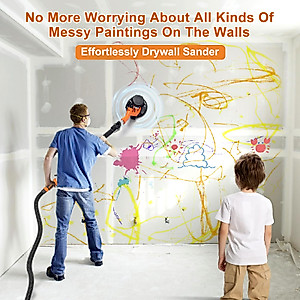 Drywall Sander, 1000W Popcorn Ceiling Removal Tool, Automatic Drywall Sander with Vacuum Dust Collection, LED Light, 6 Variable Speed 800-2200RPM,15Pcs Sanding Discs, Foldable & Extendable Handle