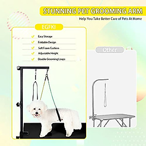 EGFKI Dog-Grooming-Arm, 35" Adjustable Pet Grooming Table Arm with Clamp, Dog Grooming Stand for Small Medium Dogs at Home, Dog Grooming Table Arm