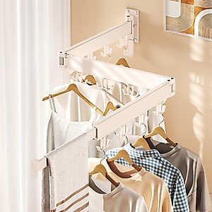 HEILAIYI Clothes Drying Rack Wall Mounted,Drying Rack Clothing,Wall Mounted Drying Rack,Laundry Room Organization and Storage,Laundry Drying Rack,Collapsible Dying Racks for Laundry