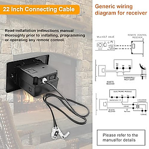 DEEKOOLGas Fireplace Remote Control Kit for Millivolt Gas Valve Fireplaces and Stoves, LCD Fireplace Remote with Thermostatic & On/Off Controls & Receiver, Compatible with Skytech, Without Batteries
