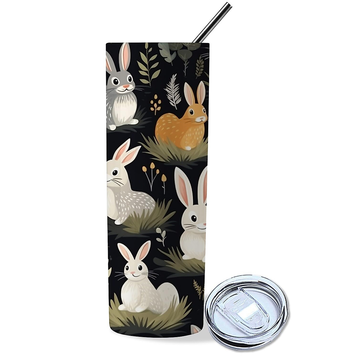 Tumbler with Lid and Straw funny bunnies thermos coffee travel mugcute cups 20 oz insulated tumbler for Daily Holiday Decor Gift coffee cup