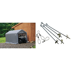 ShelterLogic 6' x 10' Shed-in-a-Box Peak Roof Shed + ShelterAuger Anchor Kit