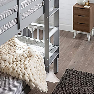 Walker Edison Resende Mission Style Solid Wood Twin over Twin Bunk Bed, Twin over Twin, Grey