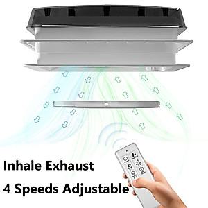 2012 Electric Air Max 14" Vent RV Roof Vent Reversible Exhuast Fan, Ultra Low Sound Level Permanent RV Air Ventilation Ceiling Fan 12V Remote with Rain Sensor, Semi-transparent UV-Proof Cover Lid