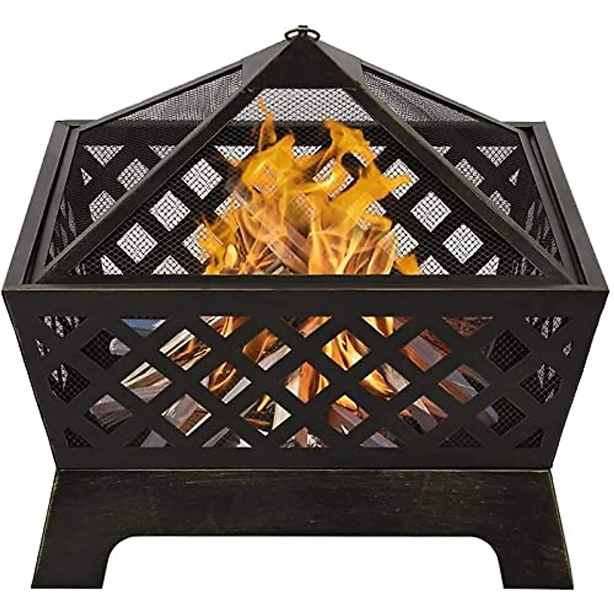 LEAYAN Garden Fire Pit Portable Grill Barbecue Rack Outdoor Fire Pit, Outdoor Mesh Brazier Garden Patio Heater,Wood Burning Fire Pit for Camping Picnic Bonfire Backyard for Camping Backyard