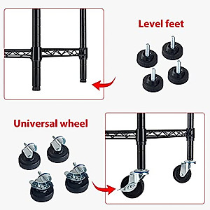 SINGAYE 4 Tier Adjustable Shelf,Heavy Duty Shelving Unit 1400Lbs Capacity with Wheels 350lbs Per Shelf Garage Shelf 36" Wx14 Dx57 H,Black