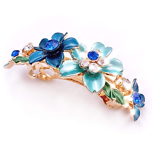 4PCS Colorful Vintage Flower Design Metal Small French Barrettes Hair Clasps Accessories Women