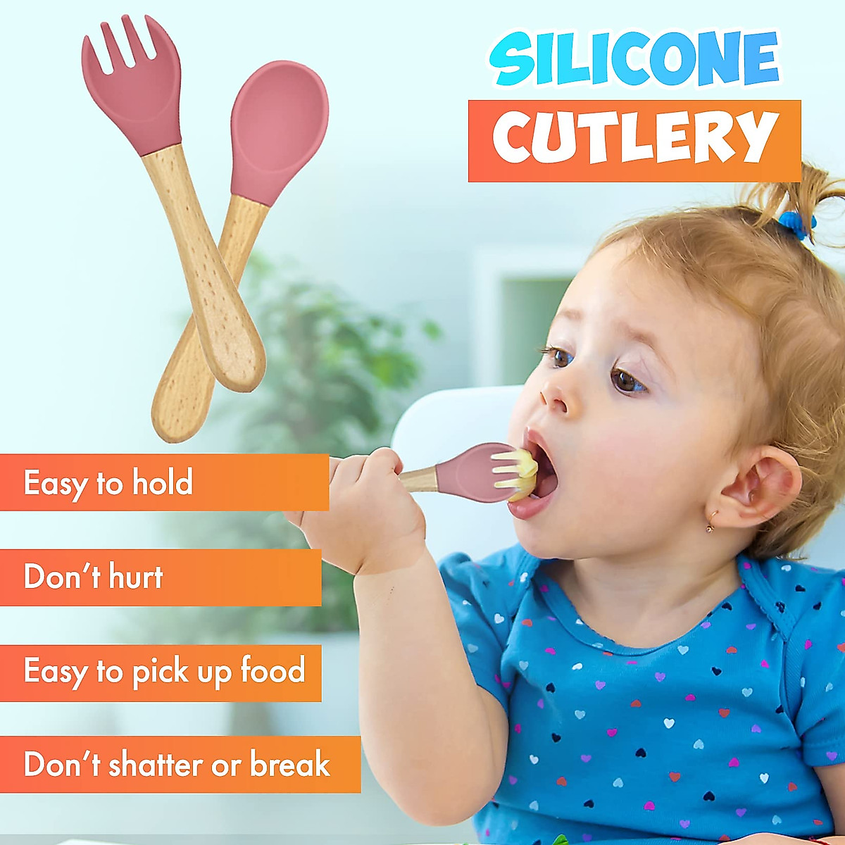 Mishall Baby Feeding Set – 10-Pcs Baby Heavy-Duty Supplies Set with Suction Plates, Bowls, Fork, Spoon, Baby Bibs – Food-Grade Silicone Utensil Set – Self-Feeding Supplies for Babies and Toddlers-Blue