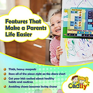 Cadily Day & Night Magnetic Chore Chart for Kids. Reward Good Habits with a Morning & Night Time Kids Chore Chart for Kids & Toddlers. A Daily Chore Chart for Kids Works Great as a Behavior Chart.