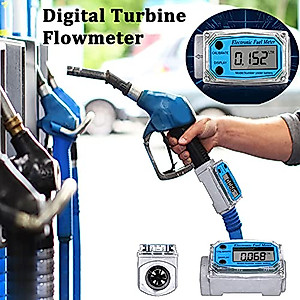 Digital Turbine Flow Meter,LCD Digital Display High Accuracy Diesel Fuel Flowmeter for Measuring Diesel, Kerosene, Gasoline(1 Inch)