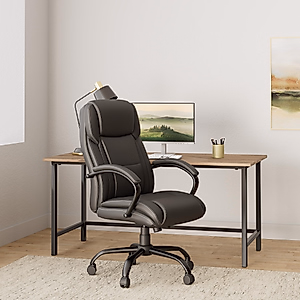 Big and Tall Office Chair 400lbs Wide Seat Ergonomic Office Chair with Lumbar Support Arms High Back PU Leather Executive Task Computer Chair,Black