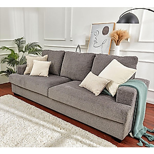 PaPaJet Sofa, Deep Seat Sofa-Contemporary Bouclé Sofa Couch, 3 Seater Sofa for Living Room-Oversized Sofa, Off-White Comfy Sofa