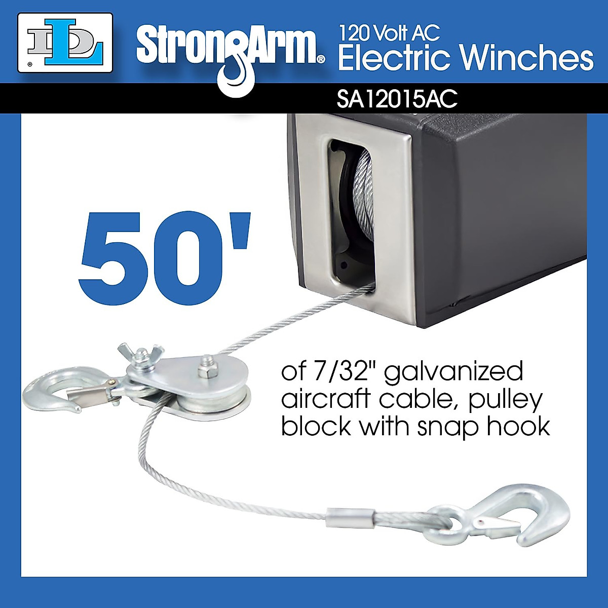 Dutton-Lainson Company SA12015AC 120 Volt/2700 lbs/4000 lbs Electric Winch with Built-In Remote