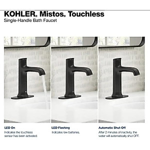 Kohler Mistos Battery Powered Touchless Single Hole Bathroom Faucet in Matte Black