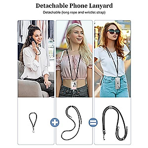 SHANSHUI Cell Phone Lanyard, Universal Detachable Crossbody Lanyard,Necklace Lanyard & Wrist Strap with Phone Patch for All Smartphones - Black