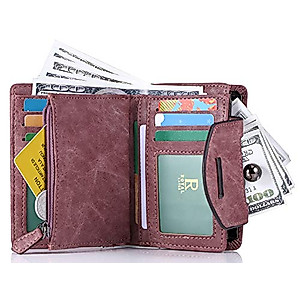 Fanaztee Women's Small Leather Fashion Compact Bifold Purse Wallet with Stylish Kiss Lock Coin Pouch