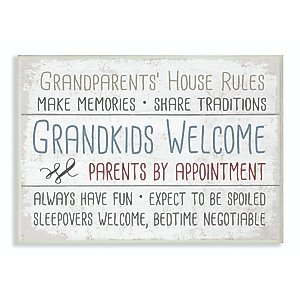 Stupell Industries Grandparents House Rules Type on Planks Wall Plaque, 10 x 15, Multi-Color