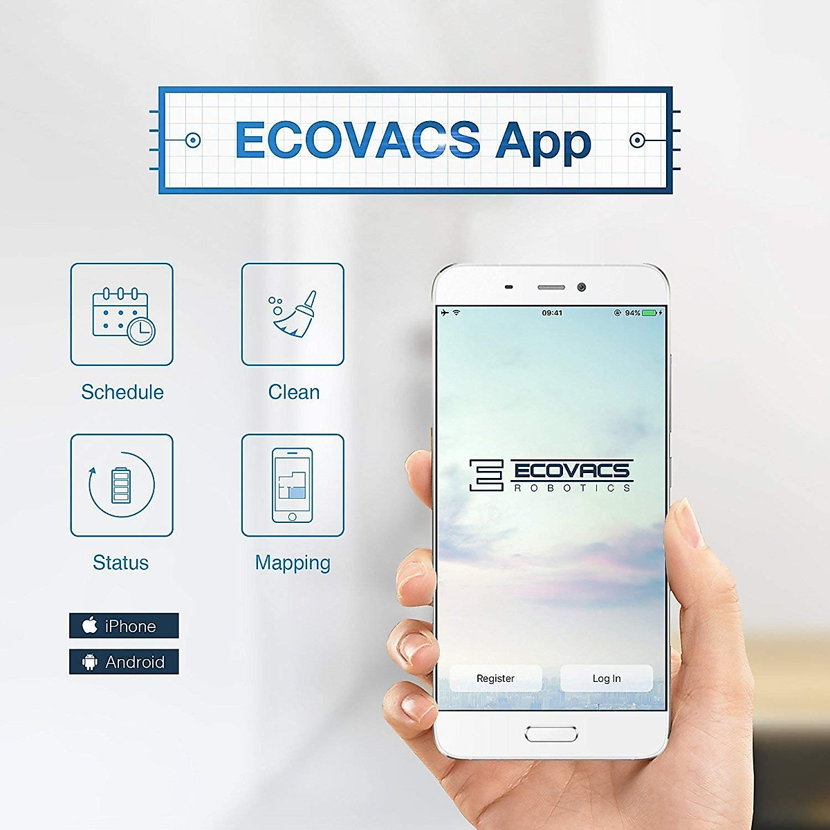 Ecovacs Deebot 907 Smart Robotic Vacuum, Carpet, Bare Floors, Pet Hair + Mapping Technology, High Suction Power, WiFi, Compatible with Alexa and Google Assistant (Renewed)