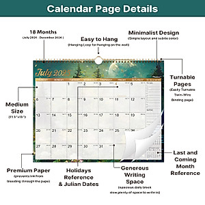 2023-2024 wall Calendar - Calendar 2023-2024 with Julian Date, July 2023 - December 2024, Twin-Wire-Bound, 14.8”x 11.57”, Thick Paper Perfect for Organizing & Planning, 6 Different Background Patterns