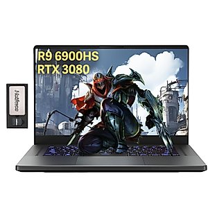 asus ROG Zephyrus G15 15.6'' 240Hz QHD Gaming Laptop, AMD Ryzen 9 6900HS, GeForce RTX 3080 8GB GDDR6, 40GB DDR5 RAM, 1TB PCIe SSD, Backlit Keyboard, HD Webcam, Win 11 Pro, Gray, 32GB USB Card