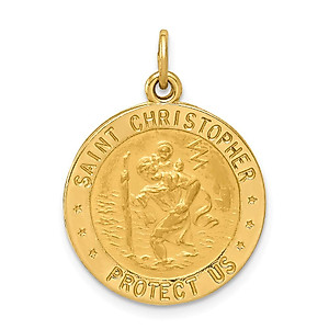Solid 14k Yellow Gold US Army Saint Christopher Medal Pendant (25mm x 19mm)
