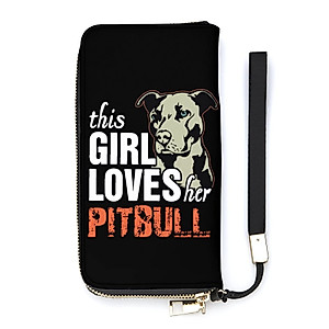 This Girl Loves Her Pit Bull Women’s PU Leather Wallet Long Card Holder Purse Clutch Handbag For Travel Shopping