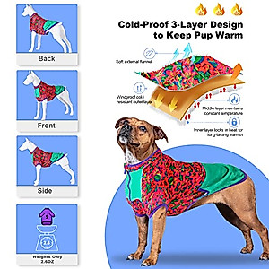 LovinPet Dog Jacket for English Bulldogs: Warm Flannel Fabric Amaryllis Red Prints Coats for Dogs, Update Sweater for Dogs, Cozy Dog Pajamas for Cold Weather Using,XL