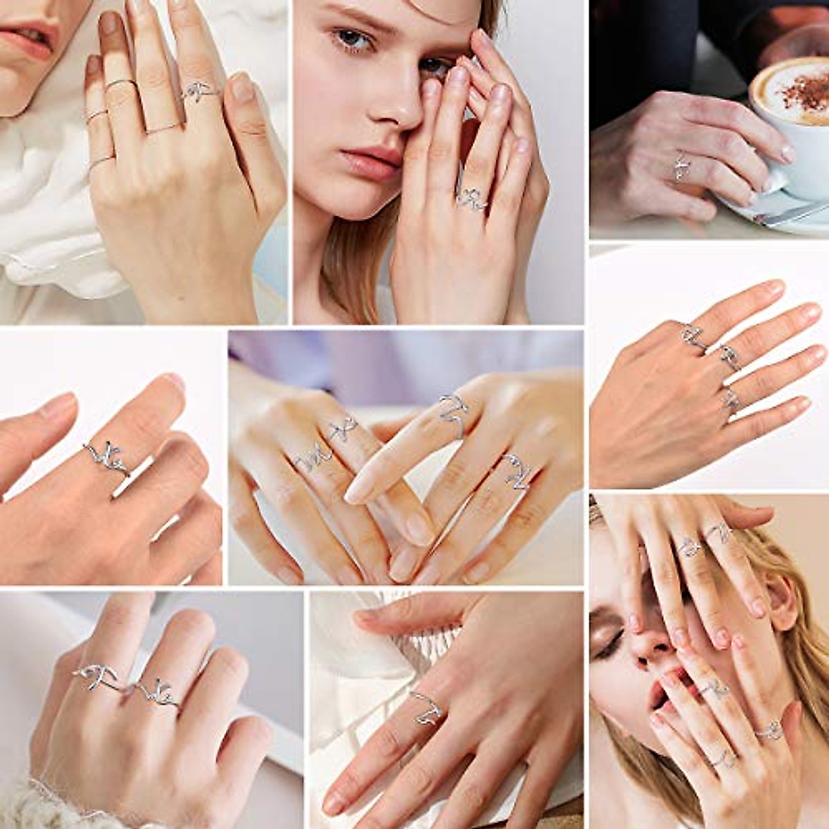 ChicSilver Jewelry Personalized Letter Ring for Women Sterling Silver Adjustable Wrap Open Ring Friendship Engagement Ring (S)