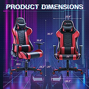 Devoko Ergonomic Gaming Chair Racing Style Adjustable Height High Back PC Computer Chair with Headrest and Lumbar Support Executive Office Chair (Red)