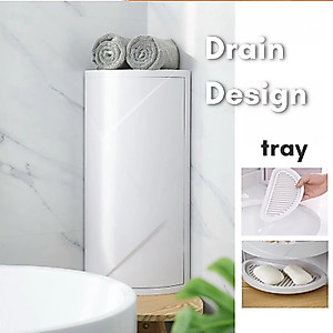 Rotating Corner Shelf Locker, 1-3Layers Triangle Storage Organizer, Cosmetic Cabinet Rack for Bathroom and Kitchen (White,L)