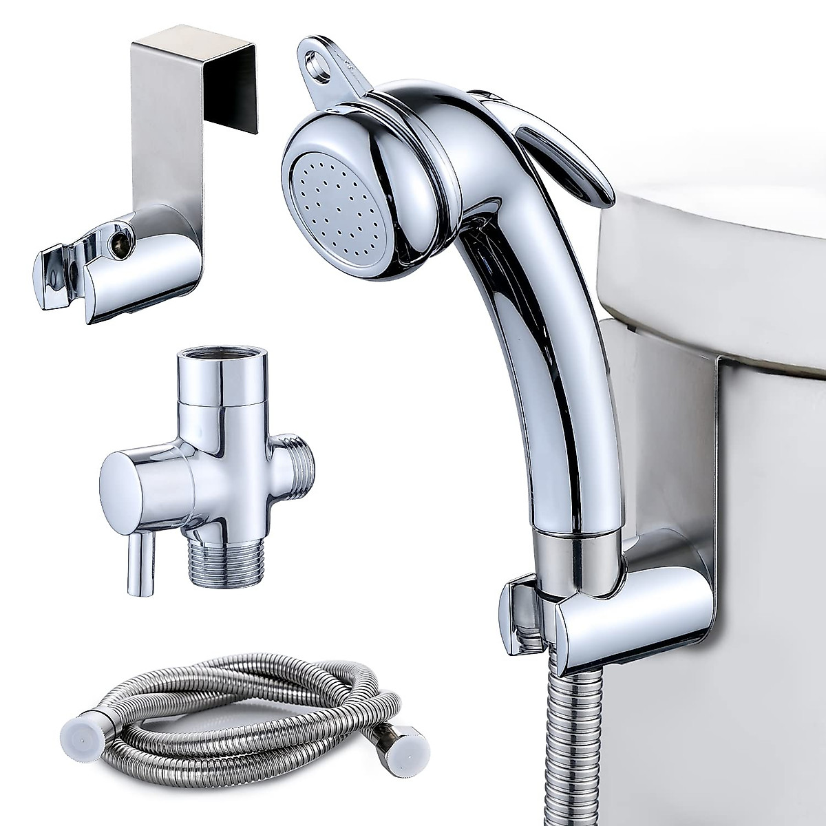 Handheld Bidet Sprayer Kit for Toilet, Zeromix Bathroom Toilet Bidet Attachment Set,Multi-Function for Baby Cloth Diaper Sprayer,Shattaf Sprayer,Pets Shower,Toilet or Wall Mounted