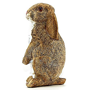 Bellaa Rabbit Statue Curious Cute Standing Bunny Outdoor Garden Patio Lawn Farmhouse Bunnies Figurine Rustic Sculpture 10 inch Home Decor Presents for Mom Gifts for Grandma