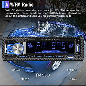 Single Din Car Stereo Receiver Support Bluetooth Hands Free Calling & Music Streaming with LCD Screen AM/FM Radio Receiver TF/AUX/USB Playback & Charging Remote Assist Control MP3 Player Head Unit