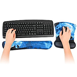 RICHEN Keyboard Wrist Rest Pad and Mouse Wrist Rest Support Mouse Pad Set,Durable & Comfortable & Lightweight for Easy Typing & Pain Relief-Ergonomic Support (Wolfs)