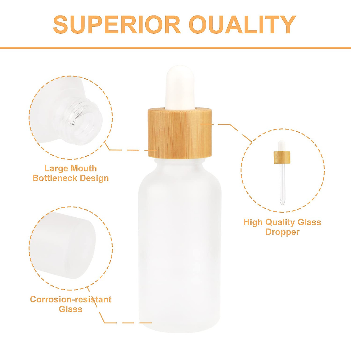 4 Pack Frosted Glass Dropper Bottles,Essential Oil Bottles With Eye Dropper And Bamboo Lids Perfume Sample Vials Essence Liquid Cosmetic Containers (30ml/1oz)