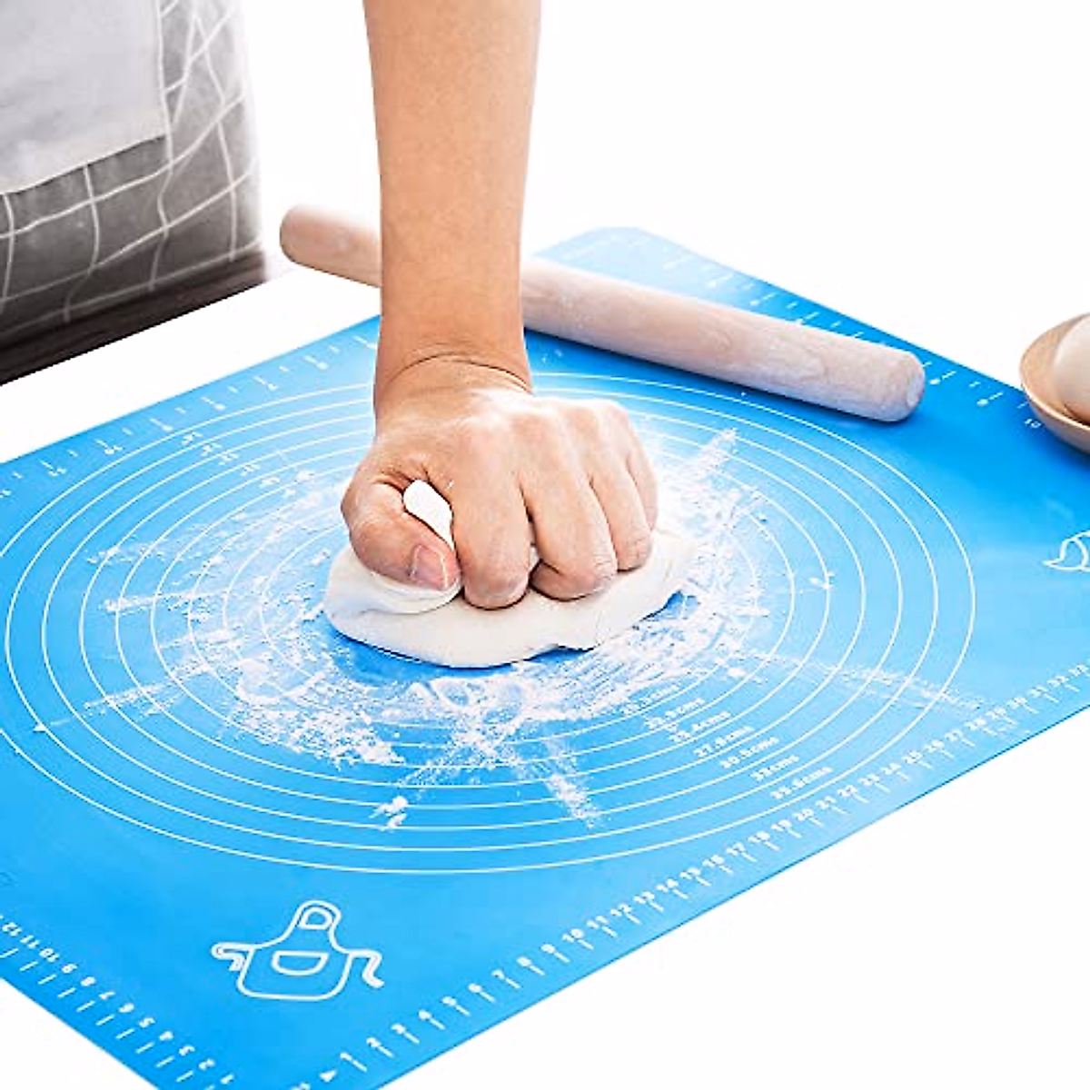 LIMNUO Silicone Pastry Mat Extra Thick Non Stick Baking Mat Non Stick Rolling Dough with Measurements-Non Slip,Kneading Mat, Counter Mat,Dough Rolling Mat,Oven Liner,Pie Crust Mat