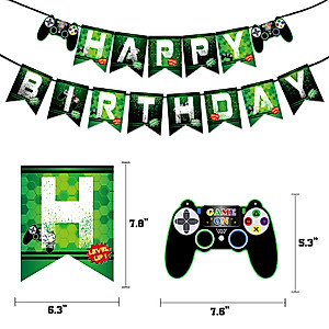 WERNNSAI Game Birthday Banner - Video Game Party Supplies Happy Birthday Bunting Garland for Boys Kids Player Geeks Gaming Themed Party Decorations Assembled