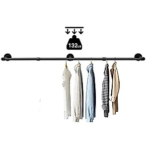 SERENITA 74.5" Super Long Industrial Pipe Clothing Rack 73 inch, Hanging Rod for Closet, Wall Mounted Multi Purpose (73 inch 1 Pack)