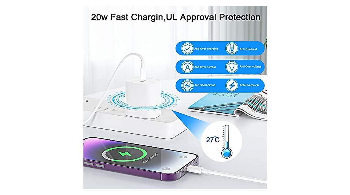 Apple MFi Certified iPhone Fast Charger & 6ft USB C Cable 3-Pack