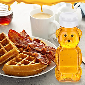 Thenshop 36 Pcs 8 oz Honey Jar Plastic Empty Honey Bear Bottle Honey Dispenser Clear Transparent Honey Containers Bear Cup Honey Squeeze Bottle with Flip Top Lid for Storing Dispensing (White Lid)