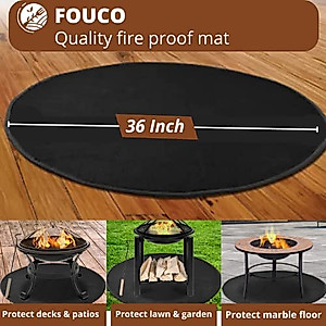 Fuoco Fire Pit Mat | 36” Round Outdoor BBQ Grill Protector | Round Fire Pit Mat | Heat Resistant Fire Pit Mat for Patio, Deck, Grass | Flat Top Gas Propane Burner with Roasting Stick & Ebook