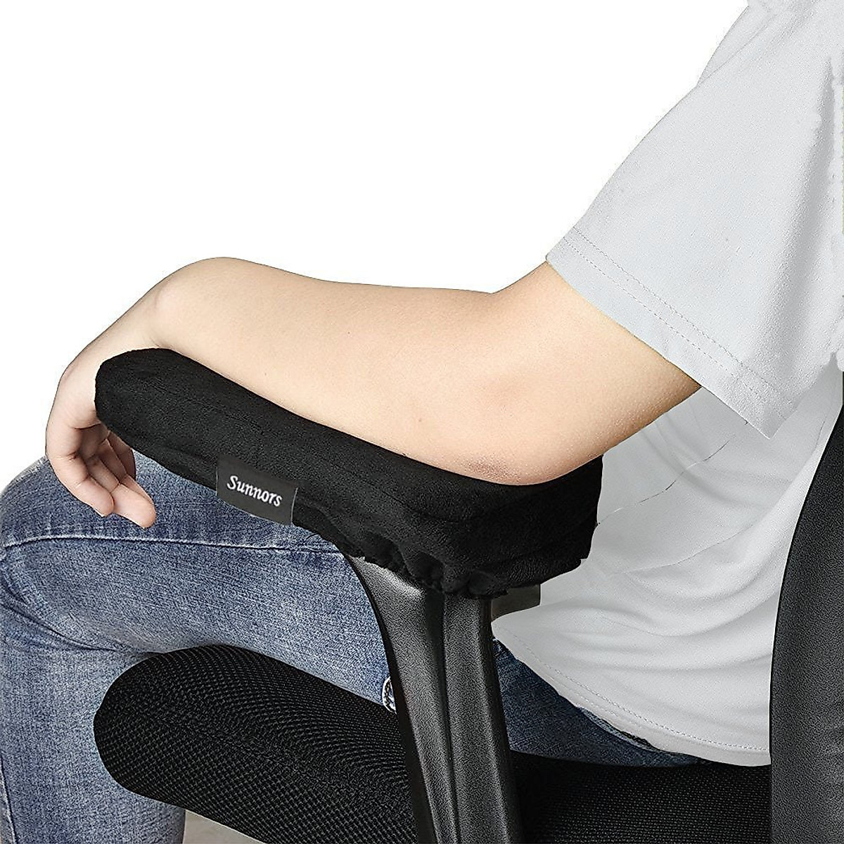 Sunnors Chair Armrest Pads,Memory Foam Office Chair Arm Covers and Elbow Pillow for Elbows and Forearms Pressure Relief(Set of 2)