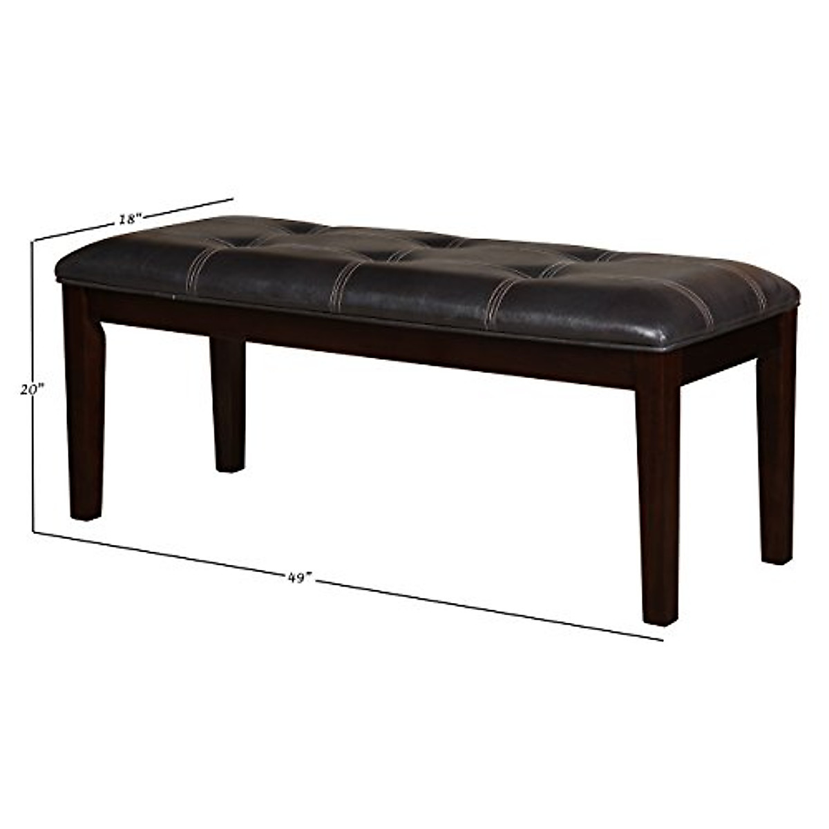 Homelegance Dining Bench, 49-Inch, Western, Dark Brown, Espresso Finish