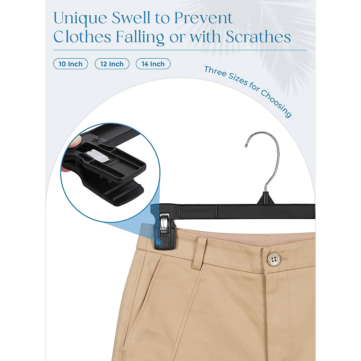 Titan Mall Pants Hangers 30 Pack 12inch Black Plastic Skirt Hanger with Non-Slip Big Clips and 360 Rotatable Hook, Durable and Sturdy Plastic Hanger, Elegant and Economical for Hanging Pants or Skirts