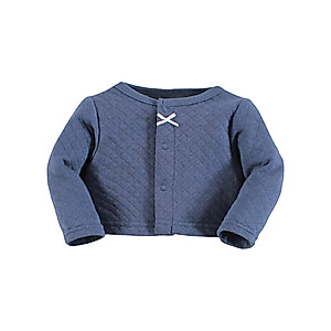 Hudson Baby Baby Girls' Quilted Cardigan and Dress, Blue Toile, 5 Toddler